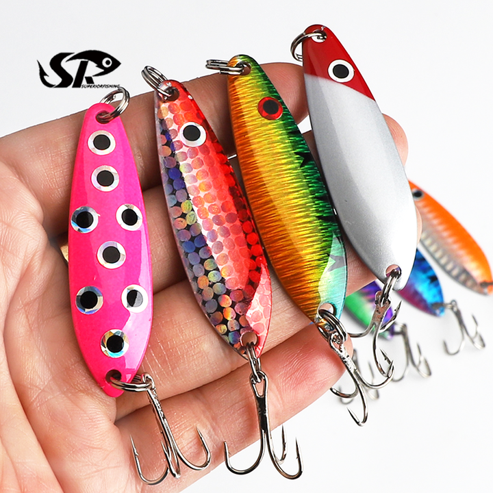 Customized Metal Spoon Lures With Strong Treble Hooks - Various Colors