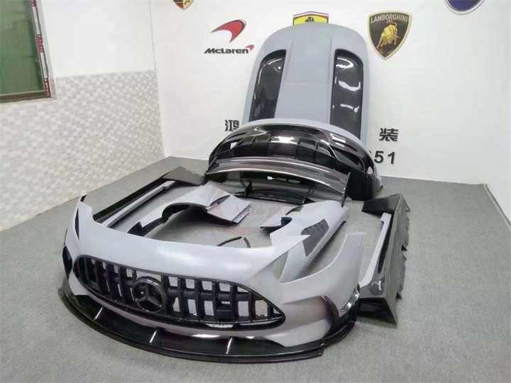 Black Series Style Half Carbon Fiber Front rear bumper side skirt spoiler fender hood Body Kit ...