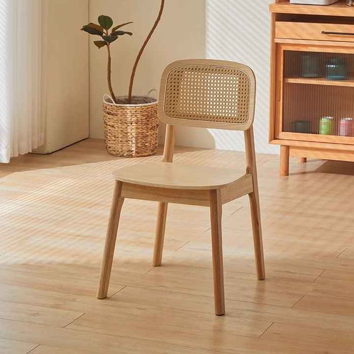 Nordic Solid Wood Chinese Rattan Dining Chair Home Japanese Style Home ...