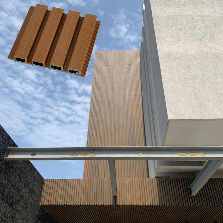 Exterior WPC Wall Cladding Wood Grain Roofing/Ceiling Interior WPC Timber Composite Facade Slat ...