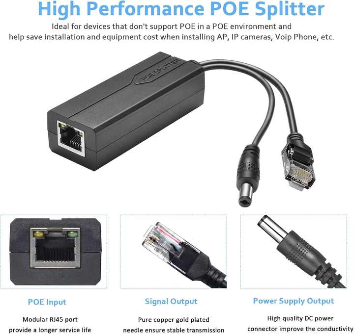 POE Cable Passive Power Over Ethernet Adapter Cable POE Splitter RJ45 ...