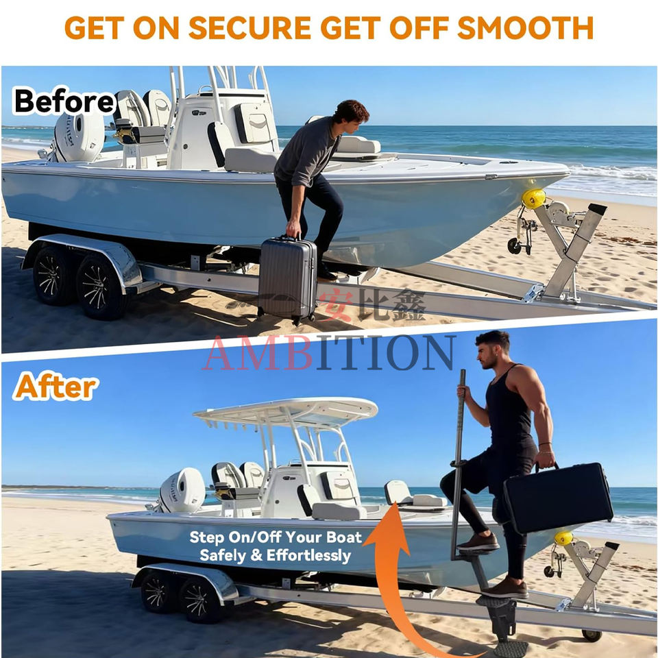 AMBITION Heavy Duty Boat Trailer Steps Non-Slip Boat Steps for Trailer ...