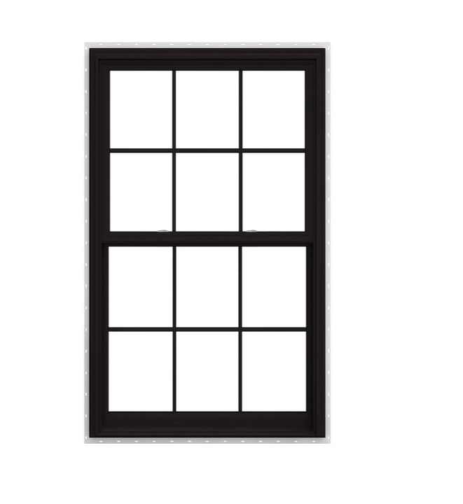 American Upvc Window Glass Black Frame Single Hung Vinyl