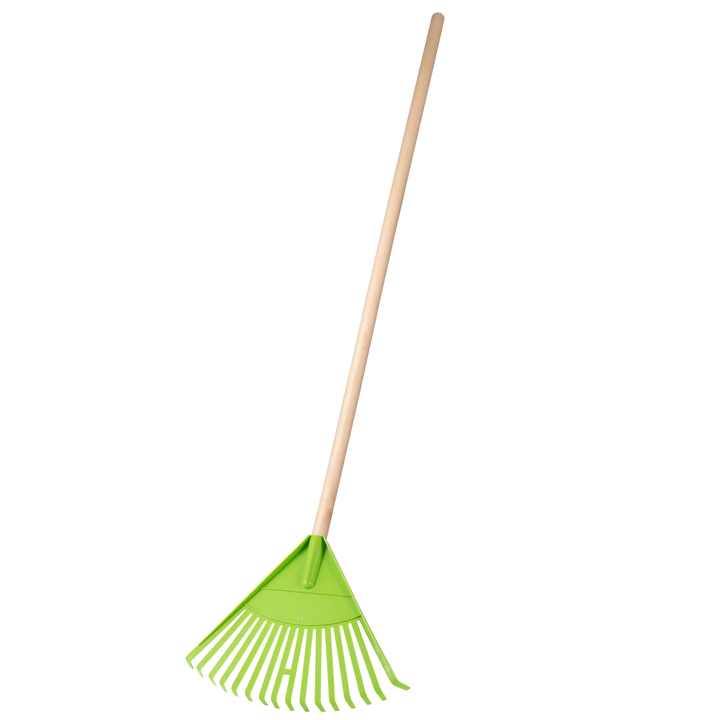 16 Teeth Garden Grass Outdoor Wooden Handle Plastic Lawn Rake Leaf ...
