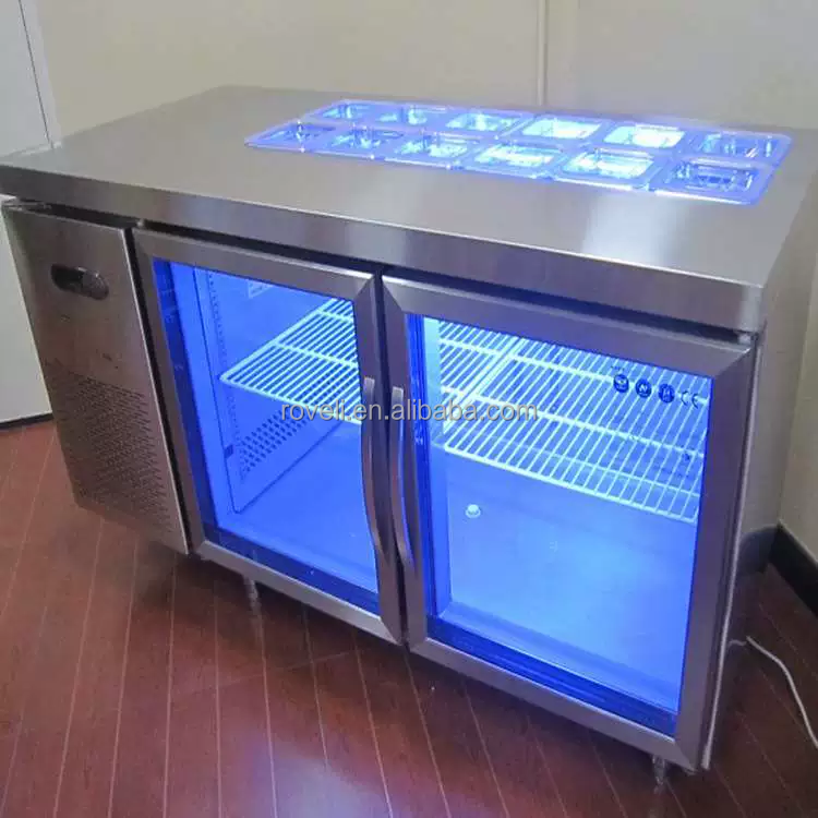 Kitchen Undercounter Refrigerator with Fridge and Freezer Glass Door ...