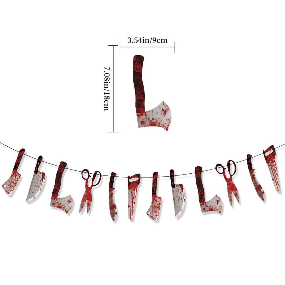 Halloween Party Decorations Horror Banner Bloody Knife Garland Grim ...