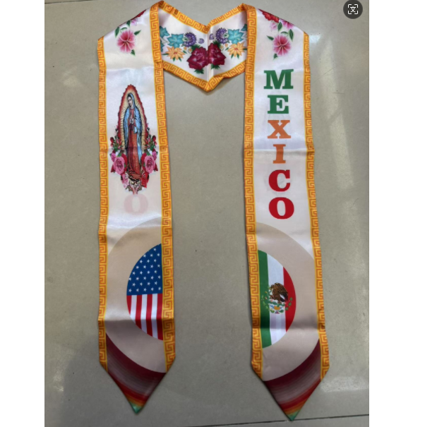 High Quality Graduation Stole Sash Mexican American Flag Graduation ...