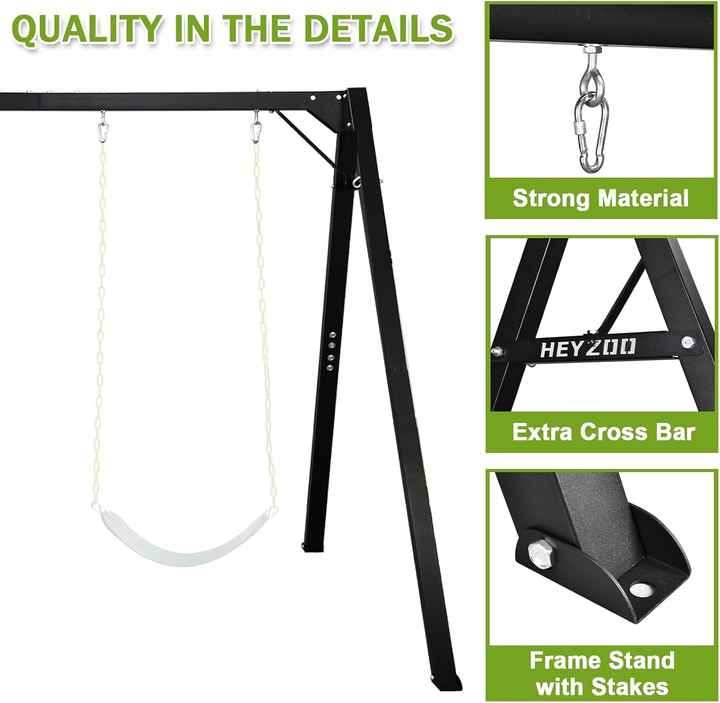 Zoshine Heavy-Duty A-Frame Swing Set with 2 Swing Seats-Anti-Rust Metal ...
