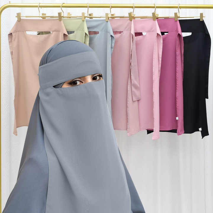 Niqab Muslim Women Instant 2 Layer Half Face Full Cover Prayer Veils ...