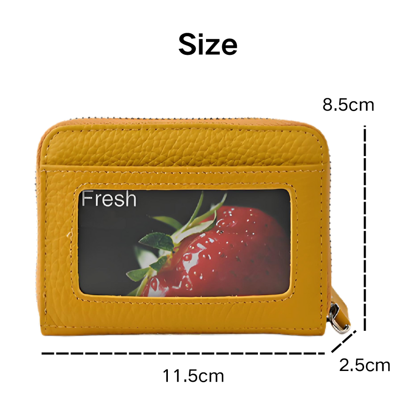RFID Genuine Leather Credit Card Holder with Zipper Closure Ample Slots ...