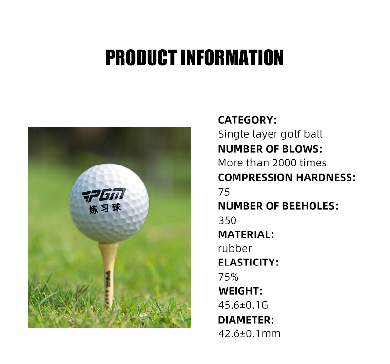 PGM Q028 custom 1 layer durable rubber practice training golf ball for driving rang-企业官网