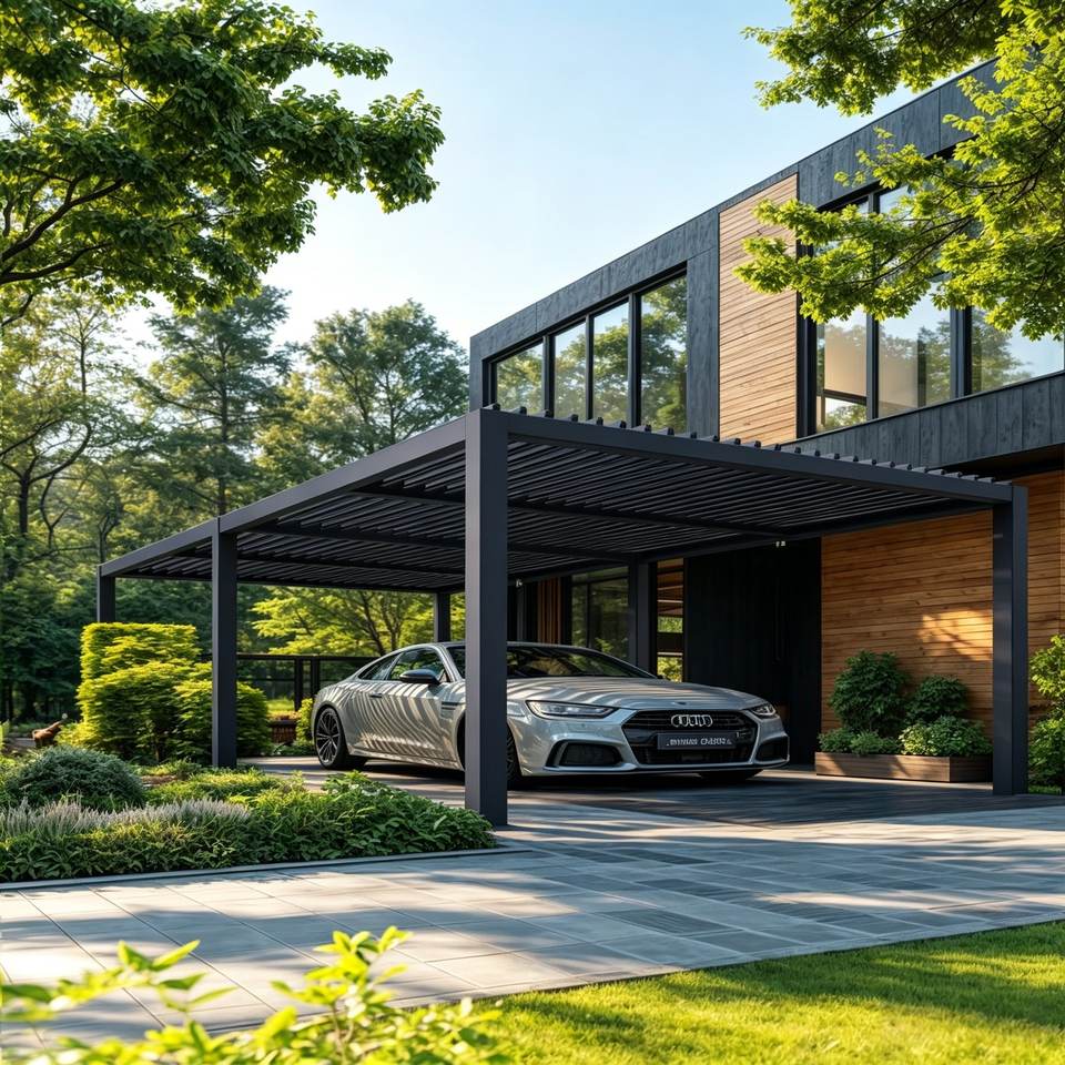 Weather Resistant Anti-Corrosion Louver Roof Carport Stable Windproof ...