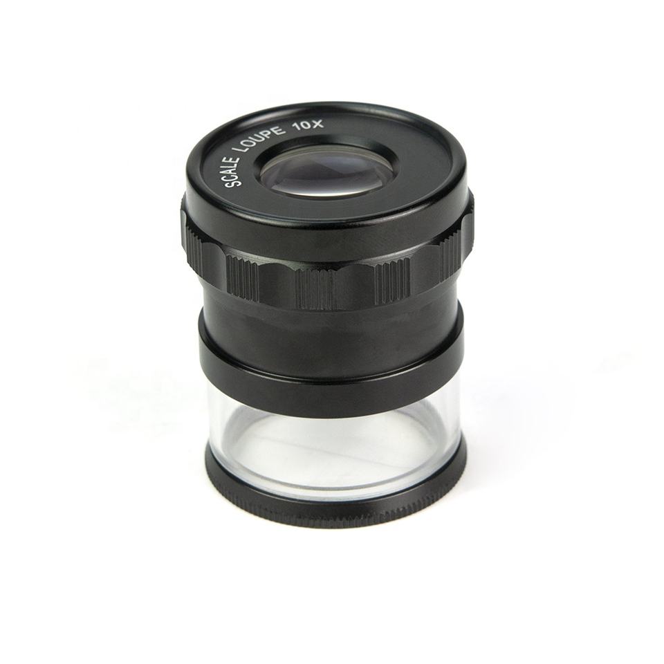 10x Pocket Cylinder Magnifier Scale Loupe - Adjustable Focus
