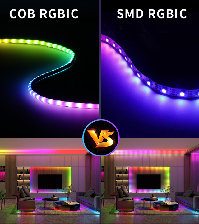 2.7mm Cob LED Smart RGBIC Strip 160Leds Addressable TV Backlight USB ...
