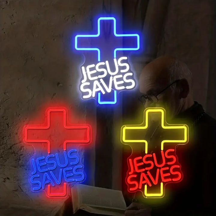 Custom Neon Light Sign - Personalized LED Cross Neon for Home Decor ...
