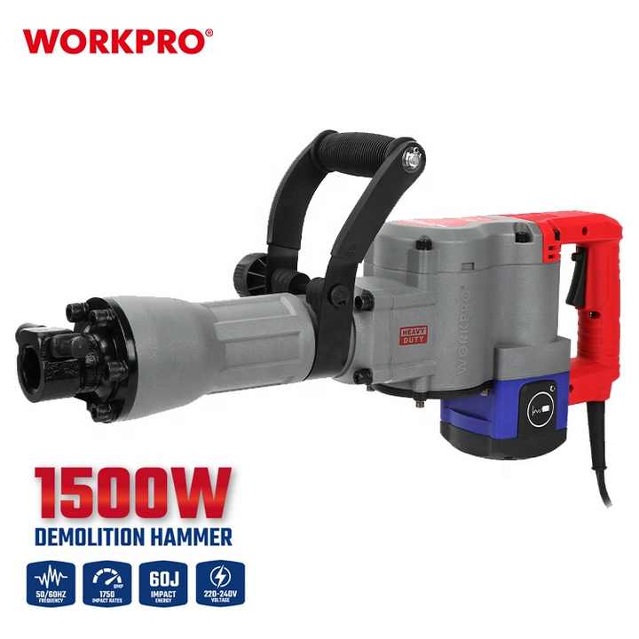 WORKPRO 1500W Demolition Breaker Hammer - 60J Impact Energy