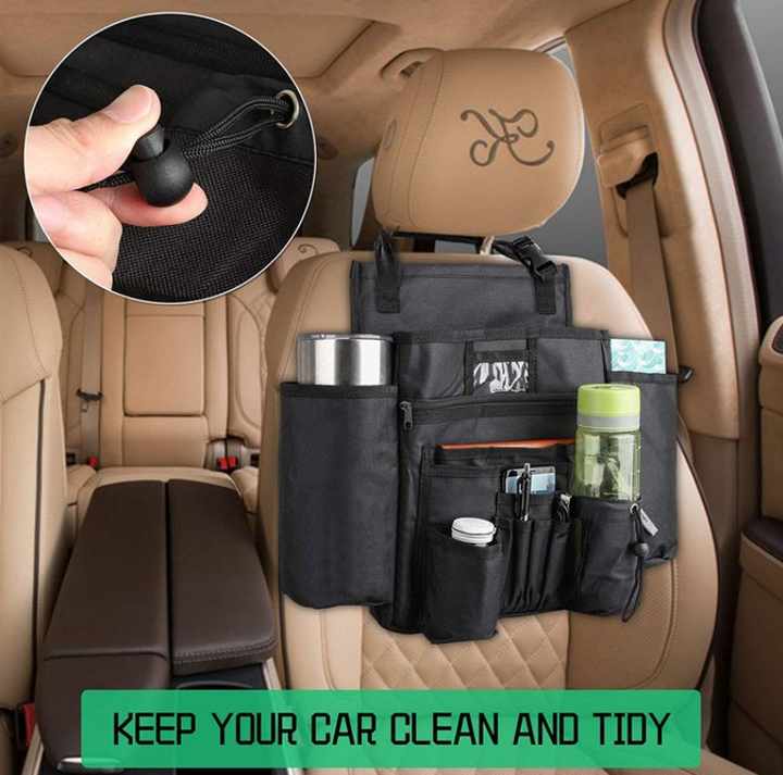 Car Tidy Organiser Back Seat Front Seat with Dedicated Tablet Laptop Storage Bag Car Seat Organiser With Back Adjustable Strap