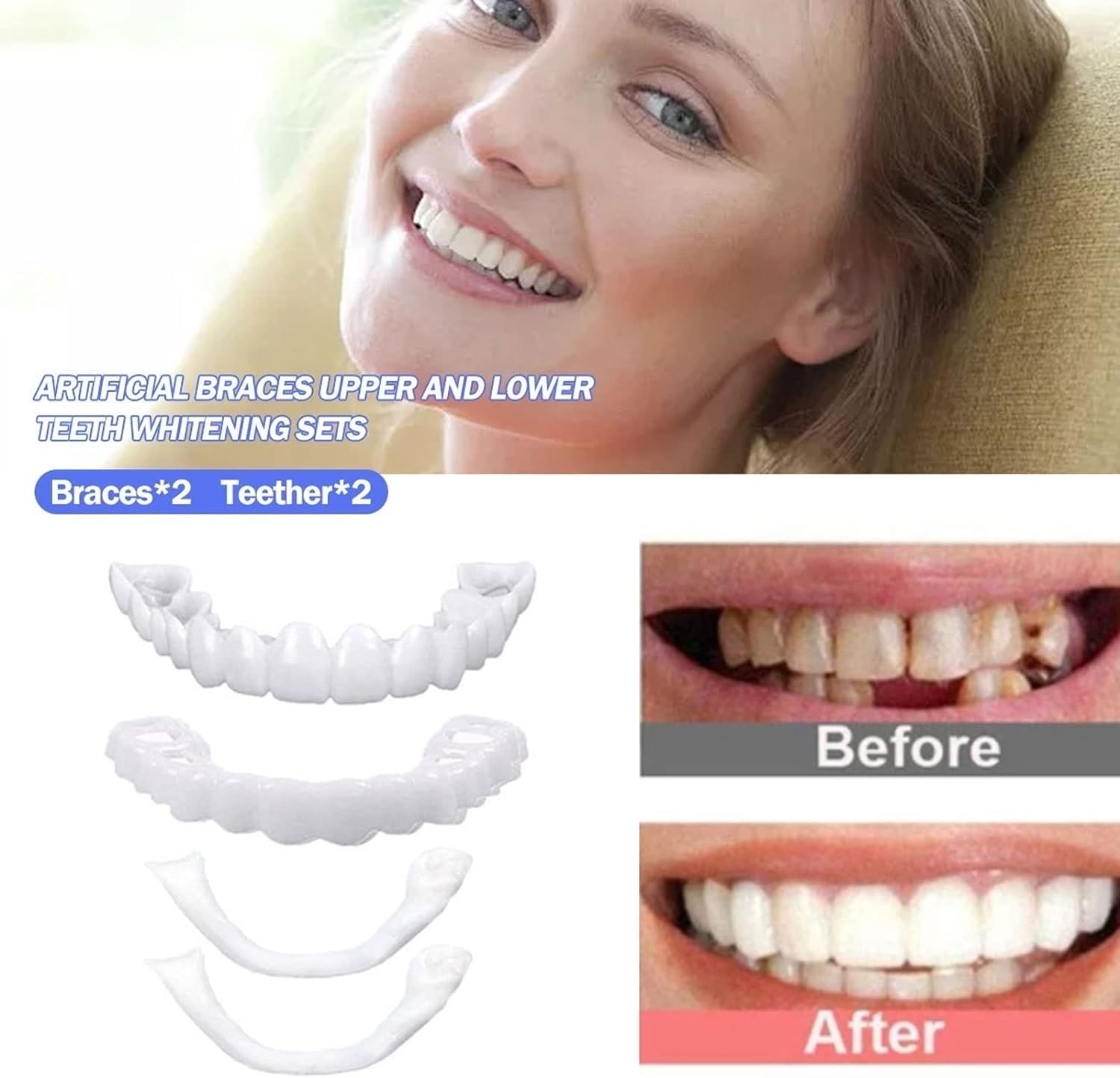False Teeth - Reusable Comfort Fit Veneers for Adults