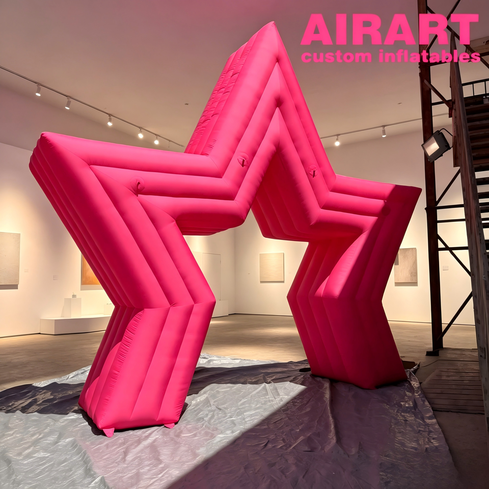 Inflatable Star Arch Tunnel, Pink Star Balloon Arch for Outdoor Party ...