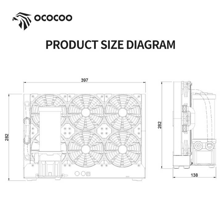 OCOCOO FC700-AS360S-2 Dual Row 360 Water Cooling Heat Sinks Computer ...