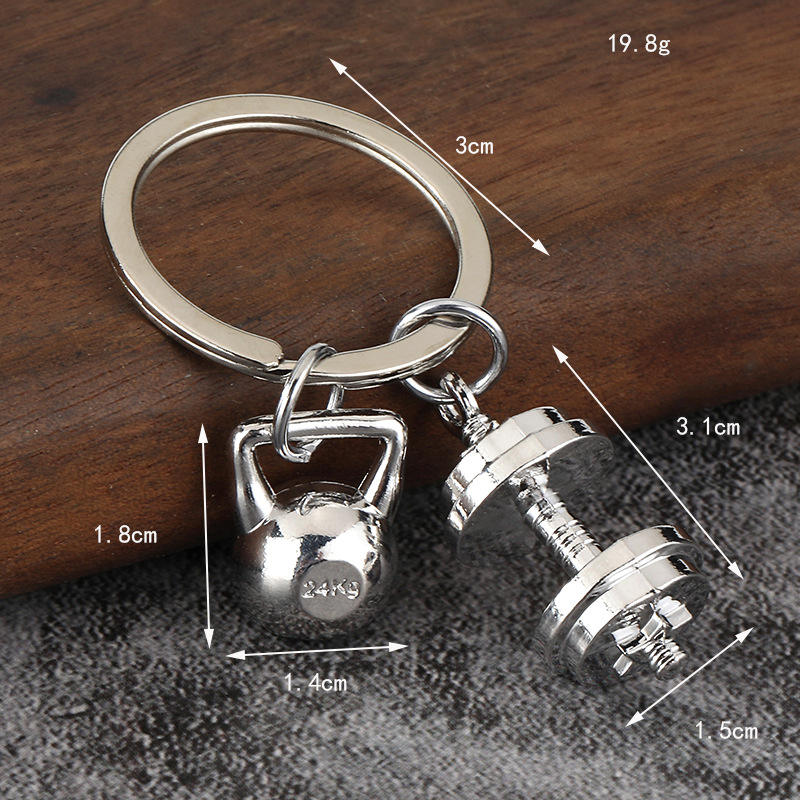 Metal Mini Fitness Kettlebell Keychain Fitness Barbell Weight Lifting ...
