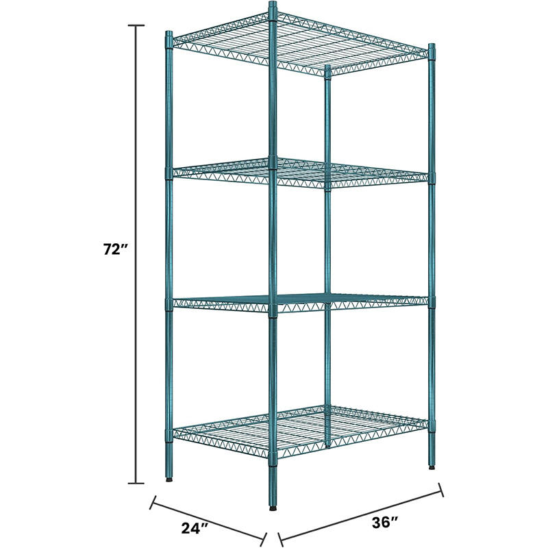 Heavy Duty Green Epoxy Wire Rack 4 Adjustable Shelves for Kitchen ...