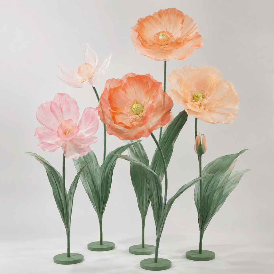 Giant Paper Flowers Freestanding Set Spring Summer Wedding Event Retail ...