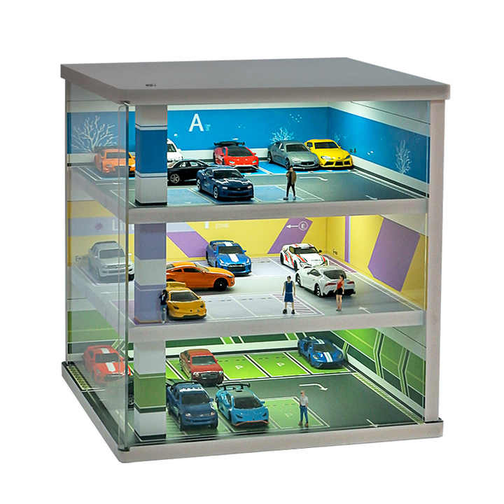 1:64 Scale Mini Garage Car Model Display Box Dustproof Plastic Storage ...