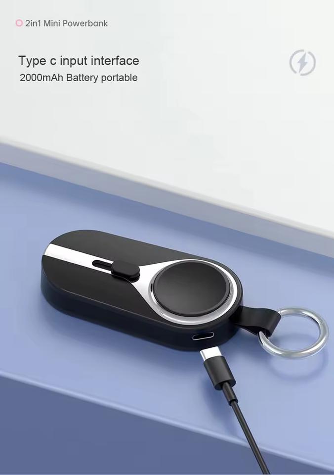2 in 1 Wireless Charger 3000mah Portable Charger Mini Keychain ...