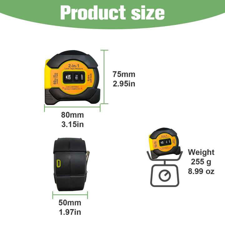 2 - in - 1 Tape Measure & Laser Measuring Instrument, with Voice ...