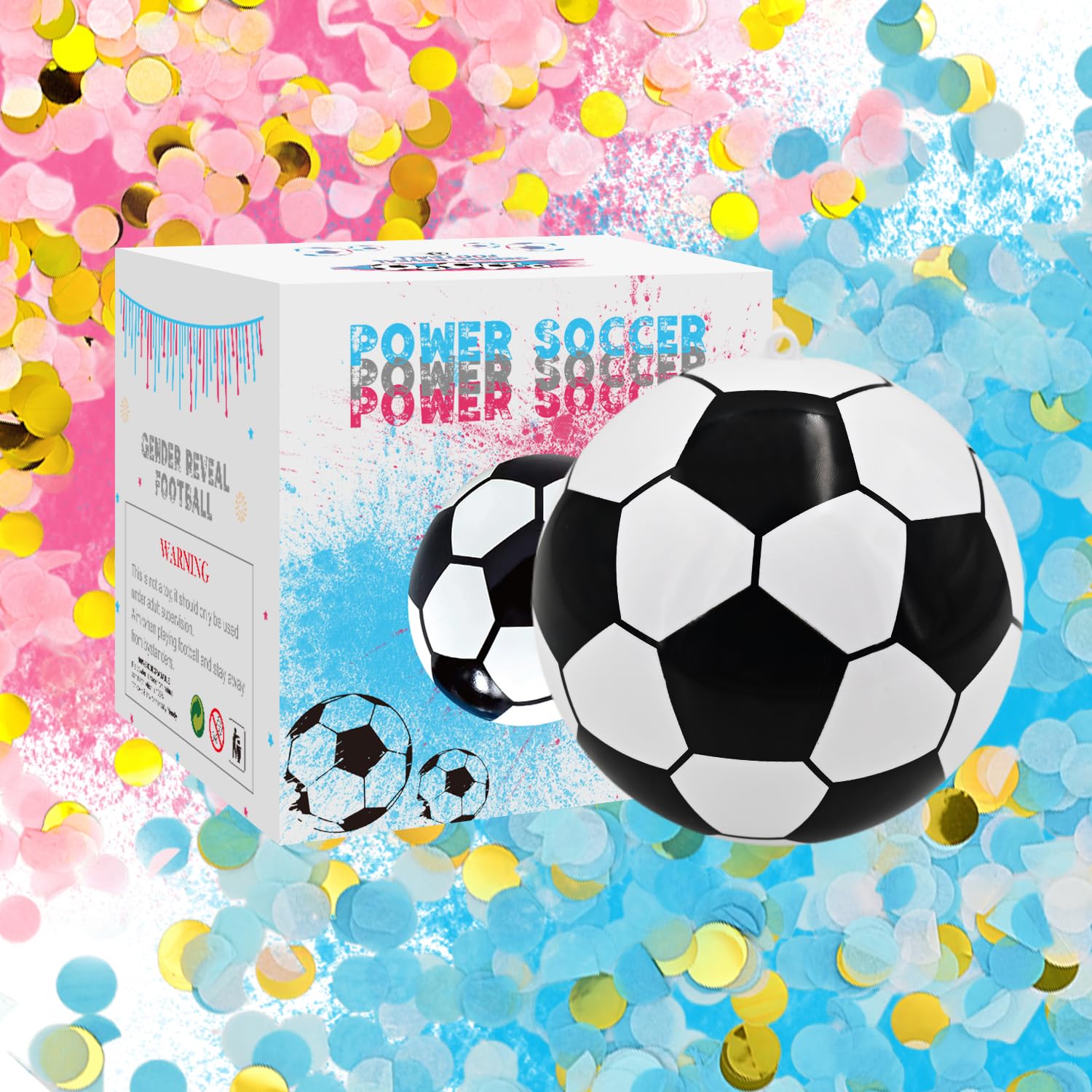 Blue Pink Powder Kit Non-Transparent Gender Reveal Soccer Ball Perfect ...