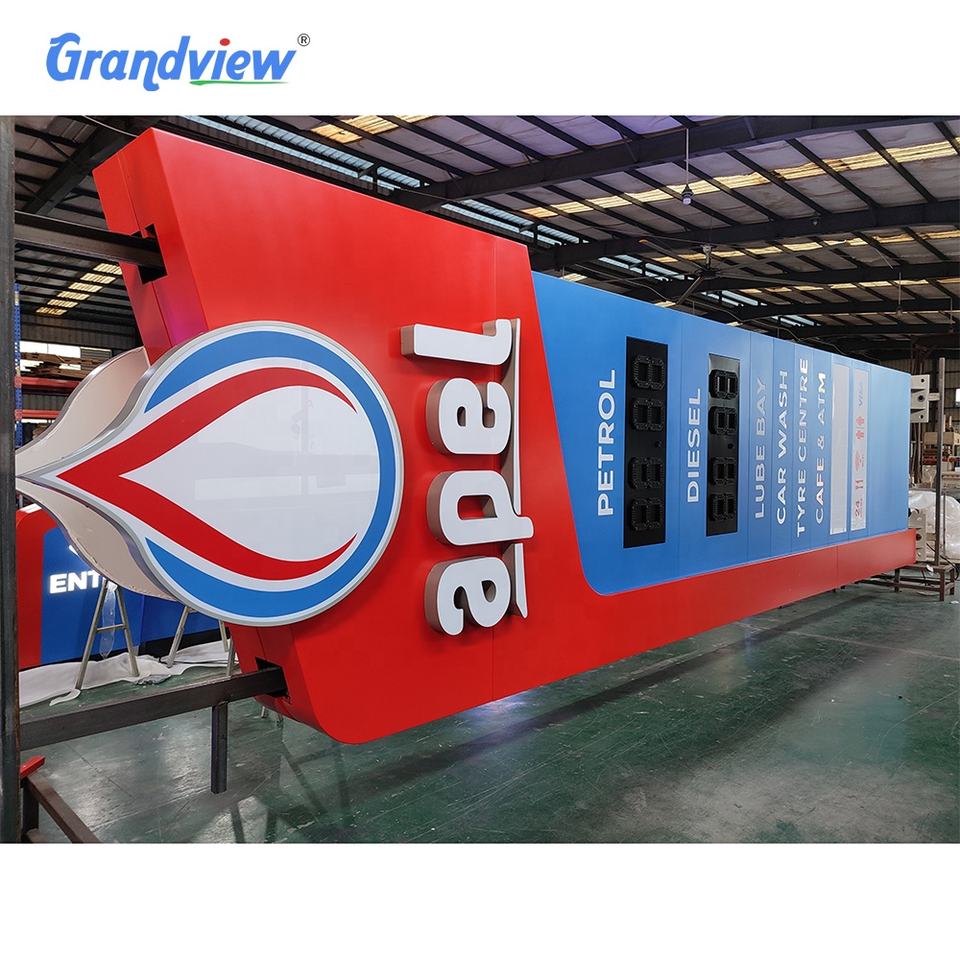 Custom Outdoor Gas Station Price Sign Board - LED Illuminated