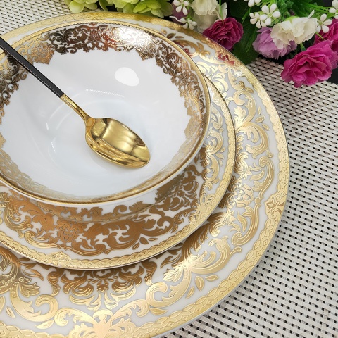 Luxury Embossed Gold Tableware - Elegant Dinner Sets