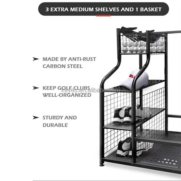 4 Removable Hooks Extra Large Golf Bag Organizer for Clubs Display ...