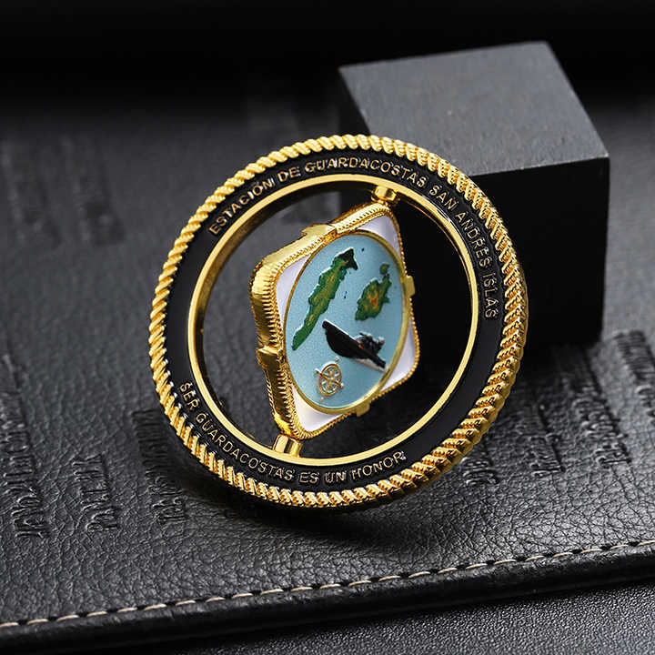 Gold Metal Color Spray Printing Rotary Custom Spinning Challenge Coin ...