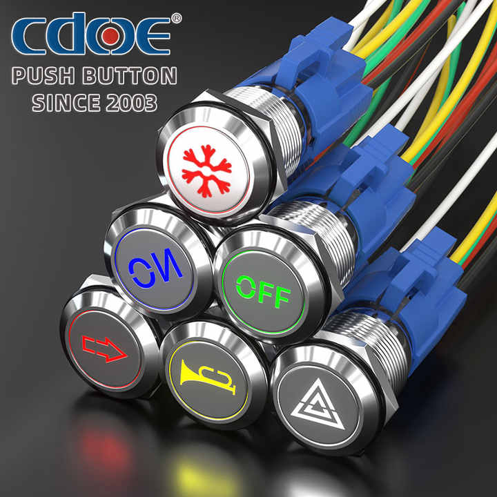 CDOE IP67 Waterproof Metal Push Button - Stainless Steel