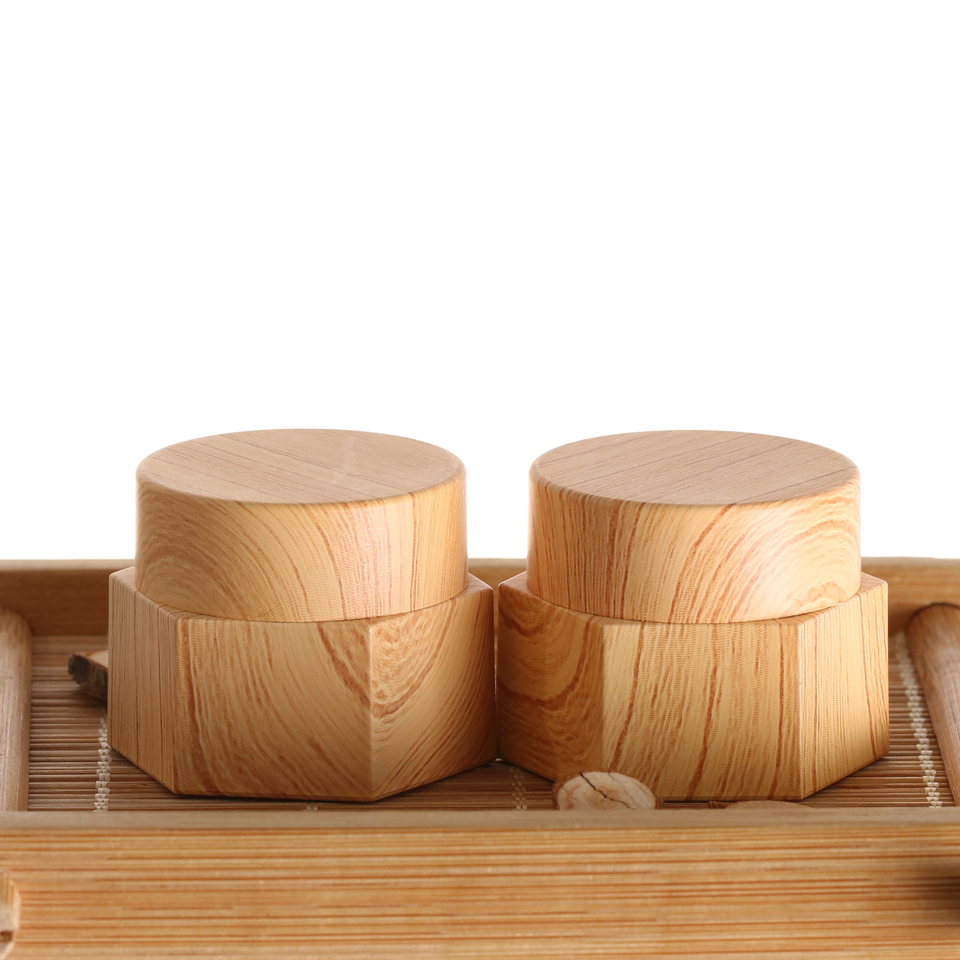 5g 15g 30g Hexagonal Wood Grain PP Injection Cosmetic Plastic Container ...