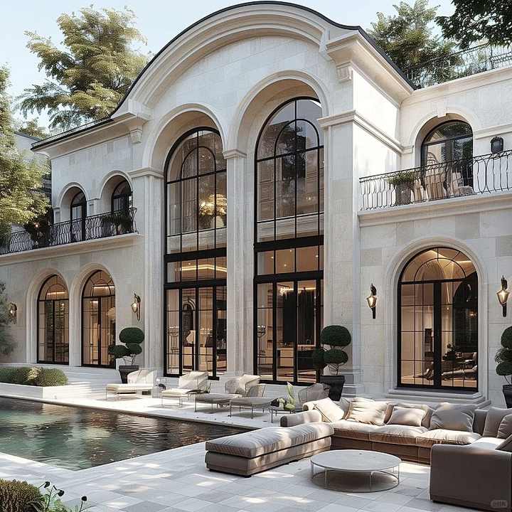 French Style Cream Pinta Facade Wall Cladding - Luxurious Villa Exteriors
