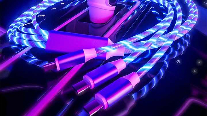 LED Luminous 3 in 1 Glowing Fast Charging Cable for Phone 14 13 12 ...