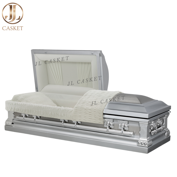 Brushed Natural Sapphire Blue Finish Stainless Steel Casket With Blue ...