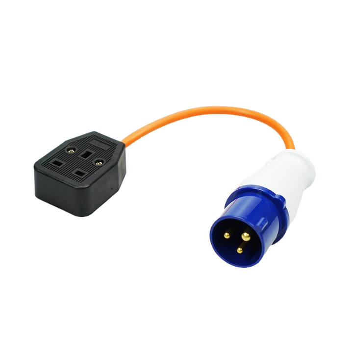 16A Site Plug to 1 Way UK Socket, 20cm Adaptor Cable Perfect for ...