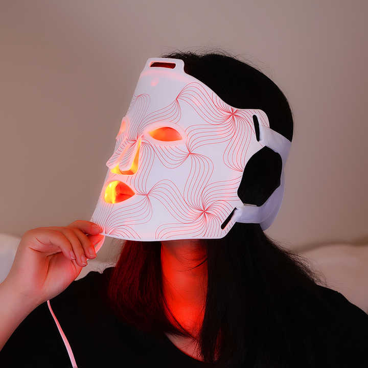 4 Color Led Face Mask Light Therapy Mask Neck Led Red Light Therapy ...
