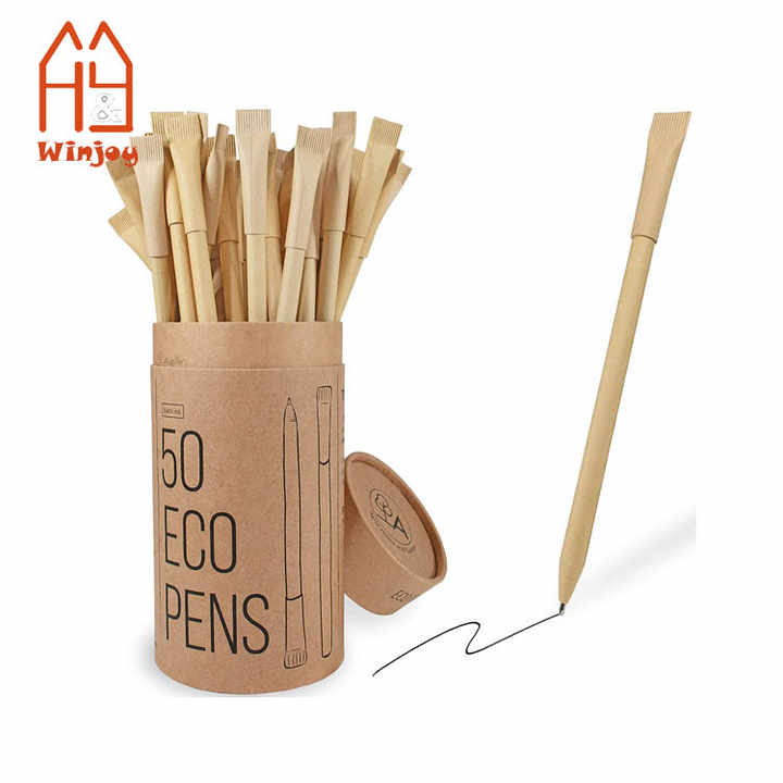 Retractable Ballpoint Pen Black Ink Click Pens Recycled Kraft Paper for Baby Shower Office ...