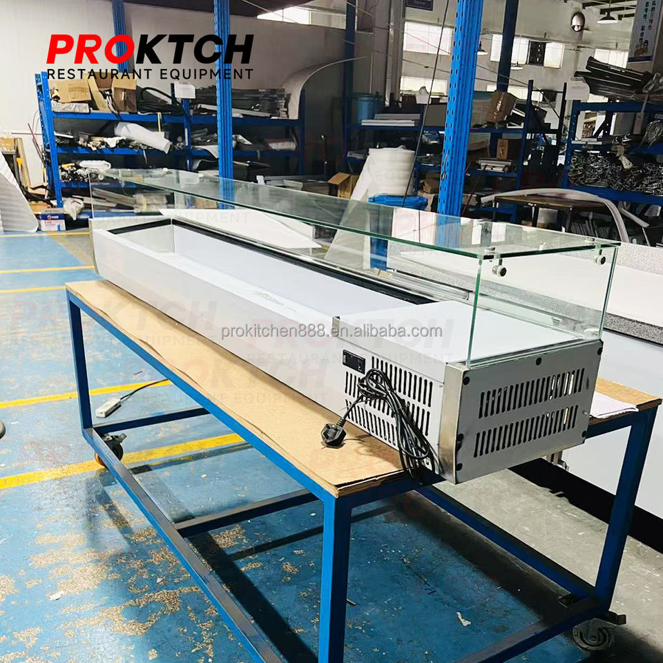 Stainless Steel Countertop Buffet Glass Refrigerated Display Cooler ...