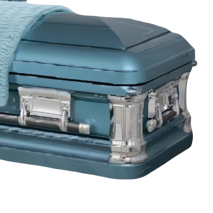 American Style Blue Velvet Interior 18 Gauge Steel Casket Spruce Blue ...