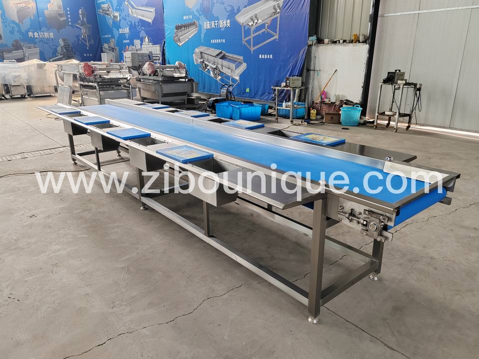 Six Station Worktable Vegetable Trimming Table Conveyor Vegetable ...
