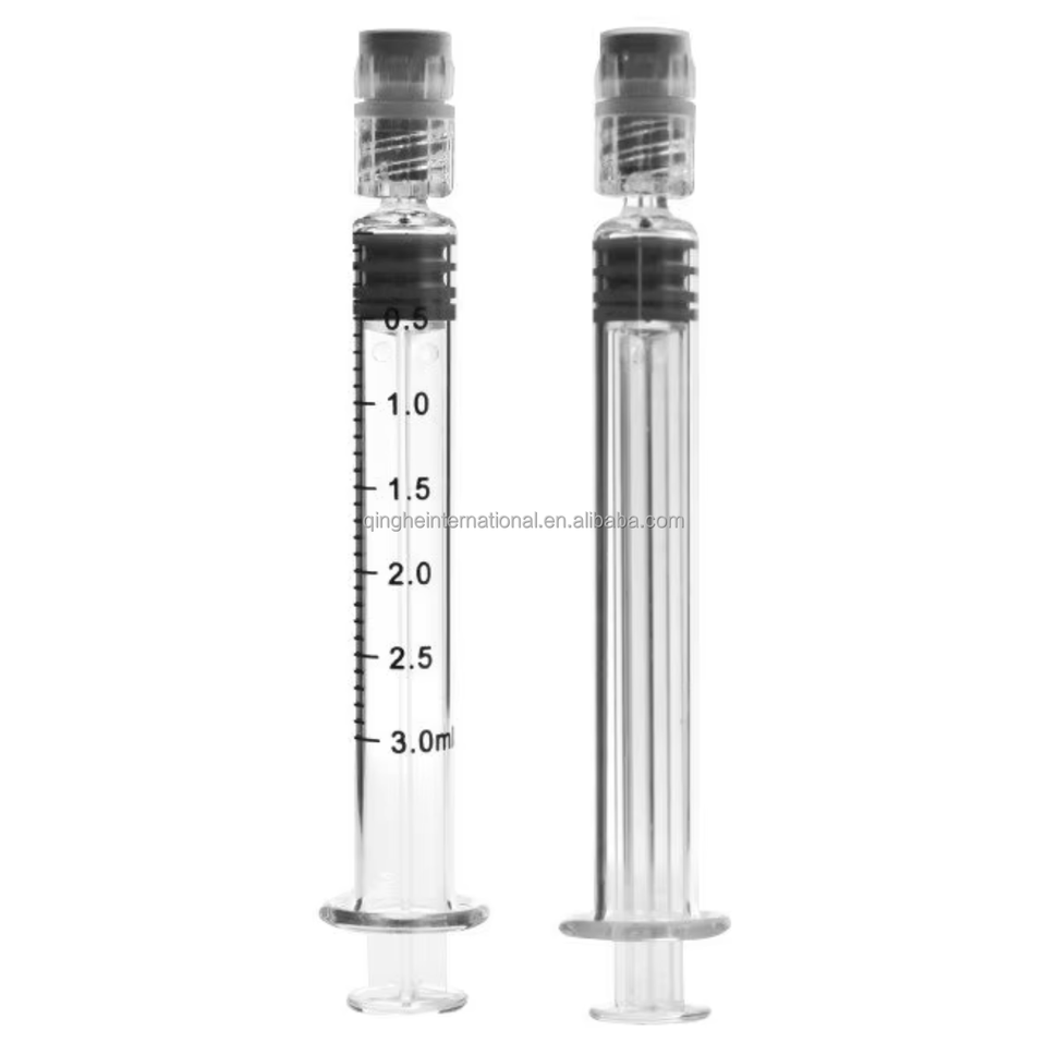 Glass Prefilled 3ml Syringes Luer Lock Borosilicate Reusable Heat ...