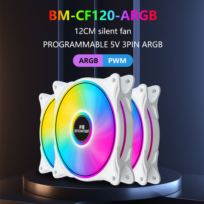 SNOWMAN 120mm ARGB PWM Addressable RGB Clear Blade CPU Cooling Fan ...