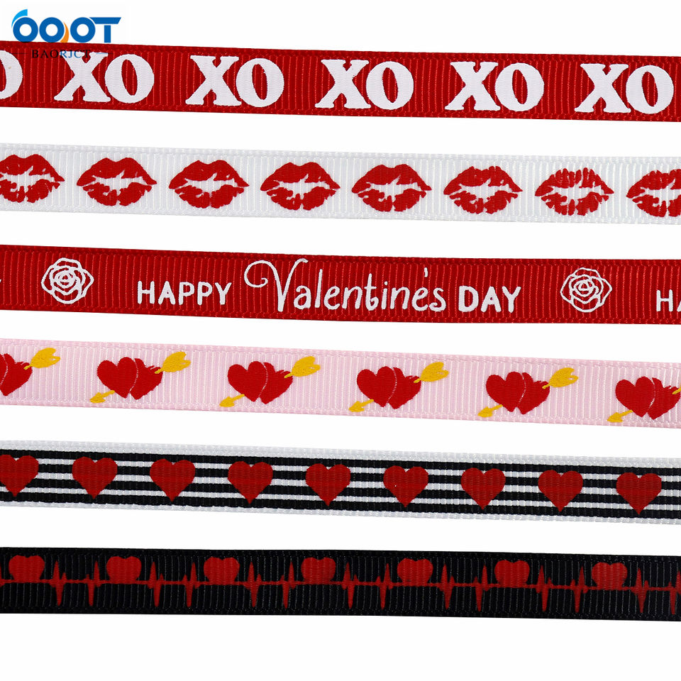 Cross Border Love Ribbon Printing Ribbon Colorful Combination Gift ...