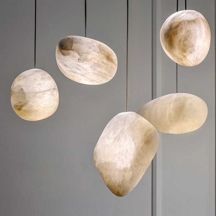Spanish Alabaster Pebble Pendant Light Handcrafted Irregular Ceiling ...